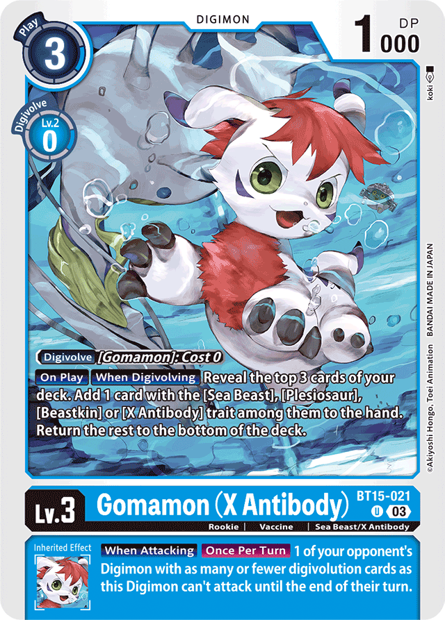 Gomamon (X Antibody) BT15-021 - Exceed Apocalypse - Uncommon - Shady Bloom