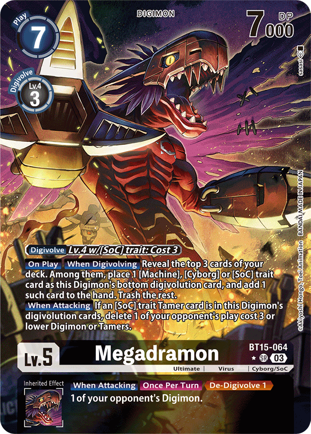 Megadramon BT15-064 - Exceed Apocalypse - Alternate Art Super Rare - Shady Bloom