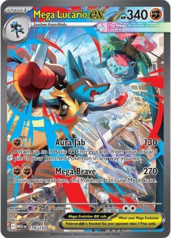 Mega Lucario ex 188/132 - Mega Evolution - Gold Secret Rare - Shady Bloom